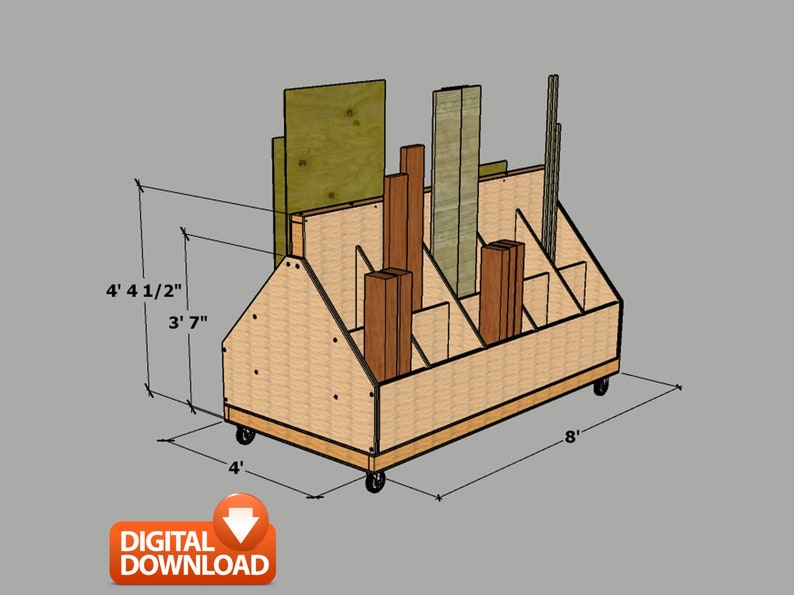 Lumber Storage Mobile Cart | Wood Storage Cart Plans | Scrap Wood ...