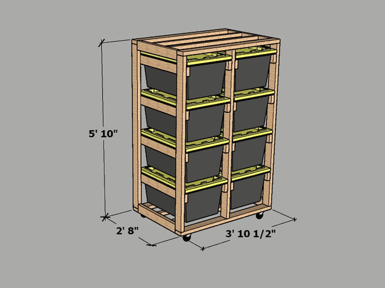 Rolling Garage Storage Shelves 8 Unit Storage Rack DIY 27 Gallon Tote ...