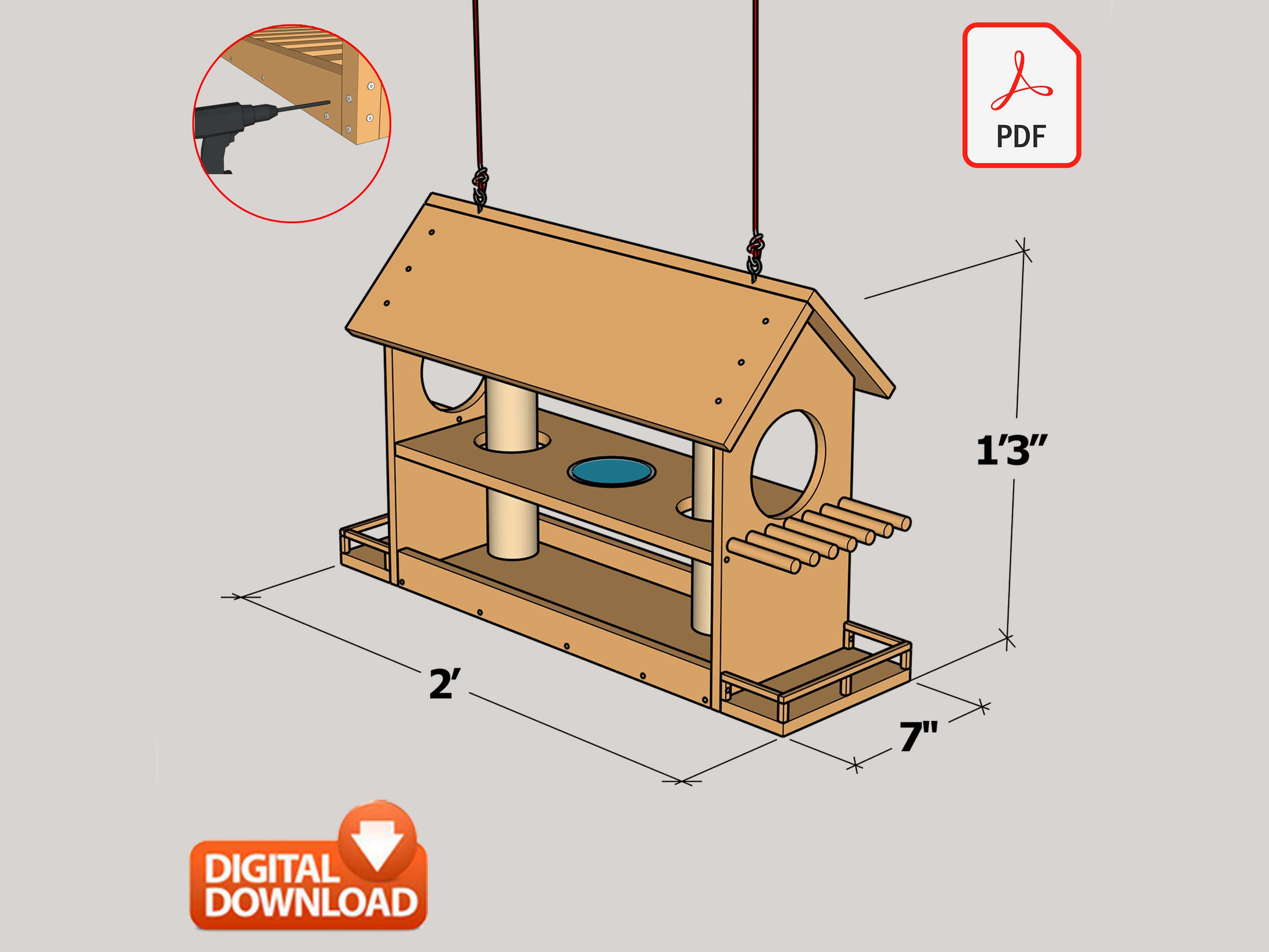 Bird House Build Plan, 9''x 2',simple Bird House, Woodworking Project ...