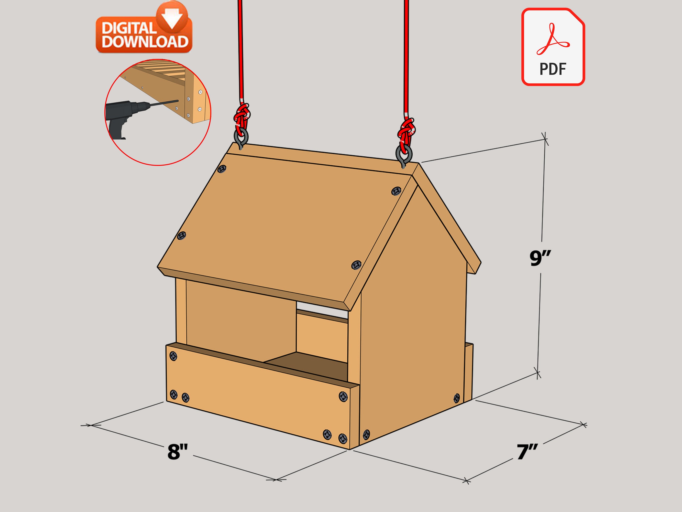Bird House Build Plan, Simple Bird House Woodworking Project With the ...