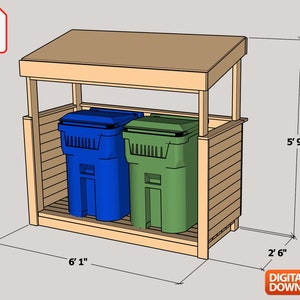 Garbage Shed Digital Plan, DIY Outdoor Storage Shed Construction Plan ...