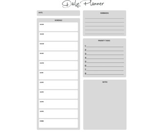 Minimalistic Daily Planner Worksheet - Etsy