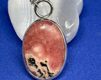 Pink Rhodochrosite Sterling Silver Handmade Wire Wrapped Necklace - Etsy