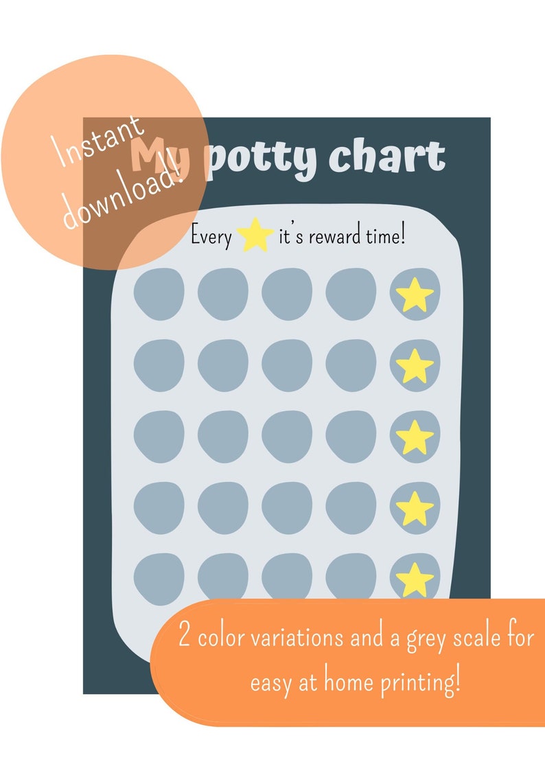 Potty Training Printable Reward Chart Blue, Orange, Black and White ...