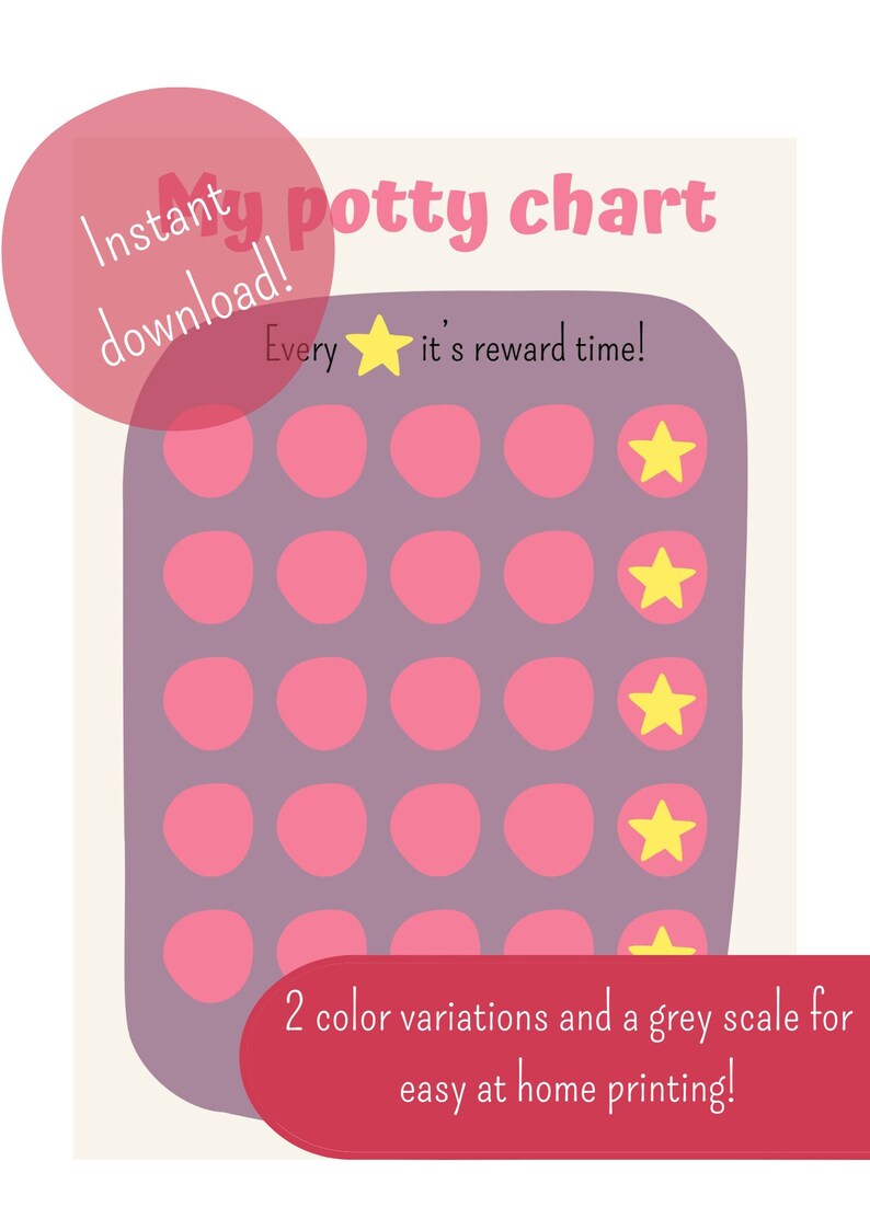 Potty Training Printable Reward Chart Pink, Purple, Black and White ...