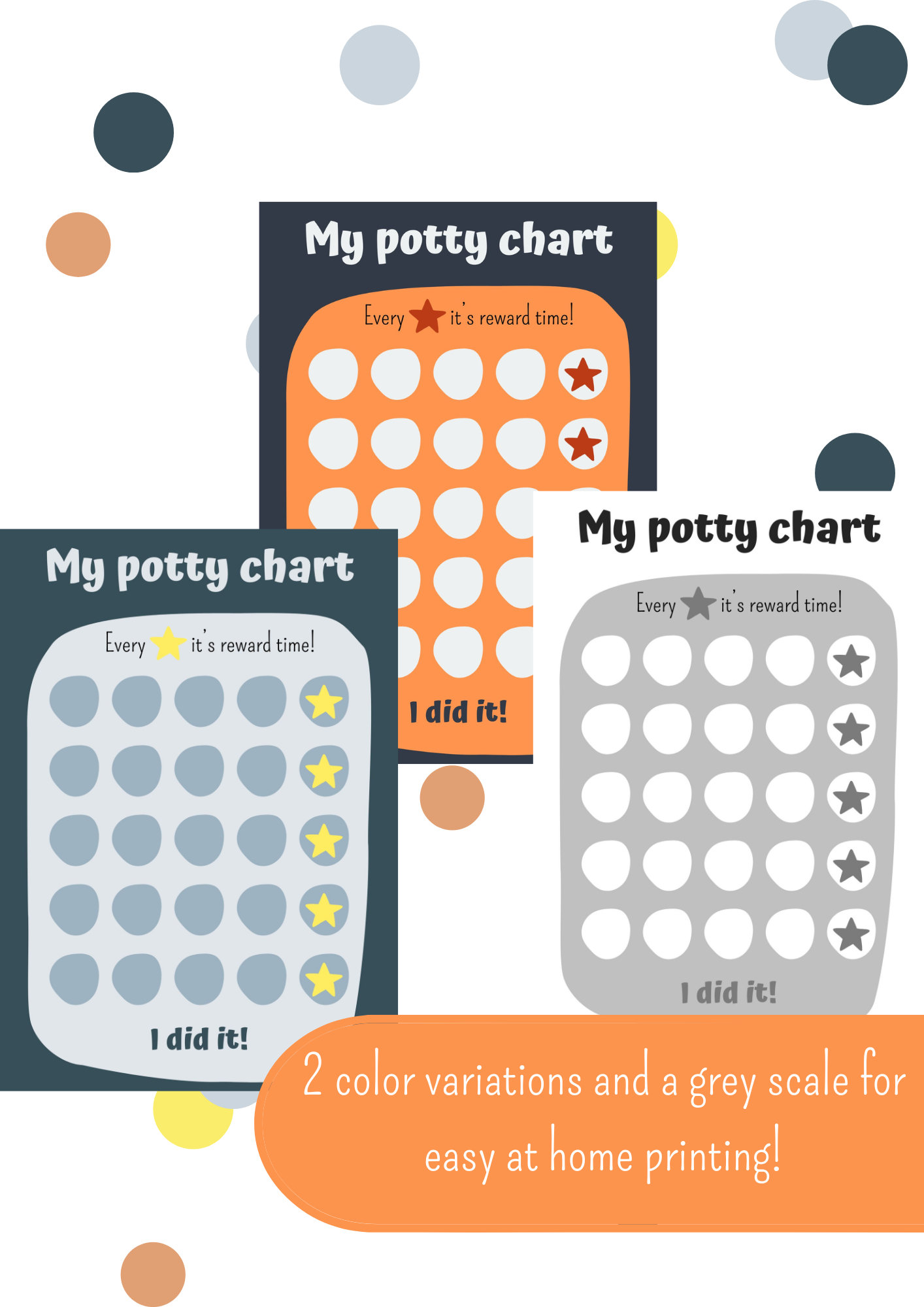 Potty Training Printable Reward Chart Blue, Orange, Black and White ...