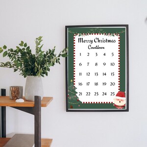 Christmas Countdown Advent Calendar Printable PDF Ready to Print at ...