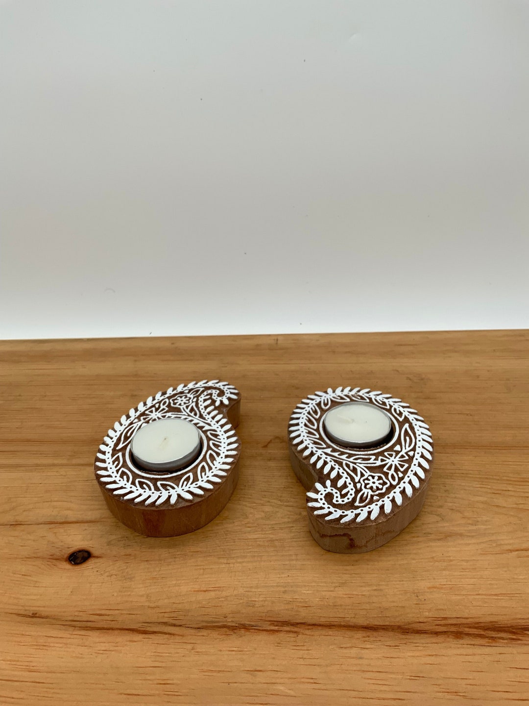 Set of Two Paisley Design Tea Light Candle Holders - Etsy