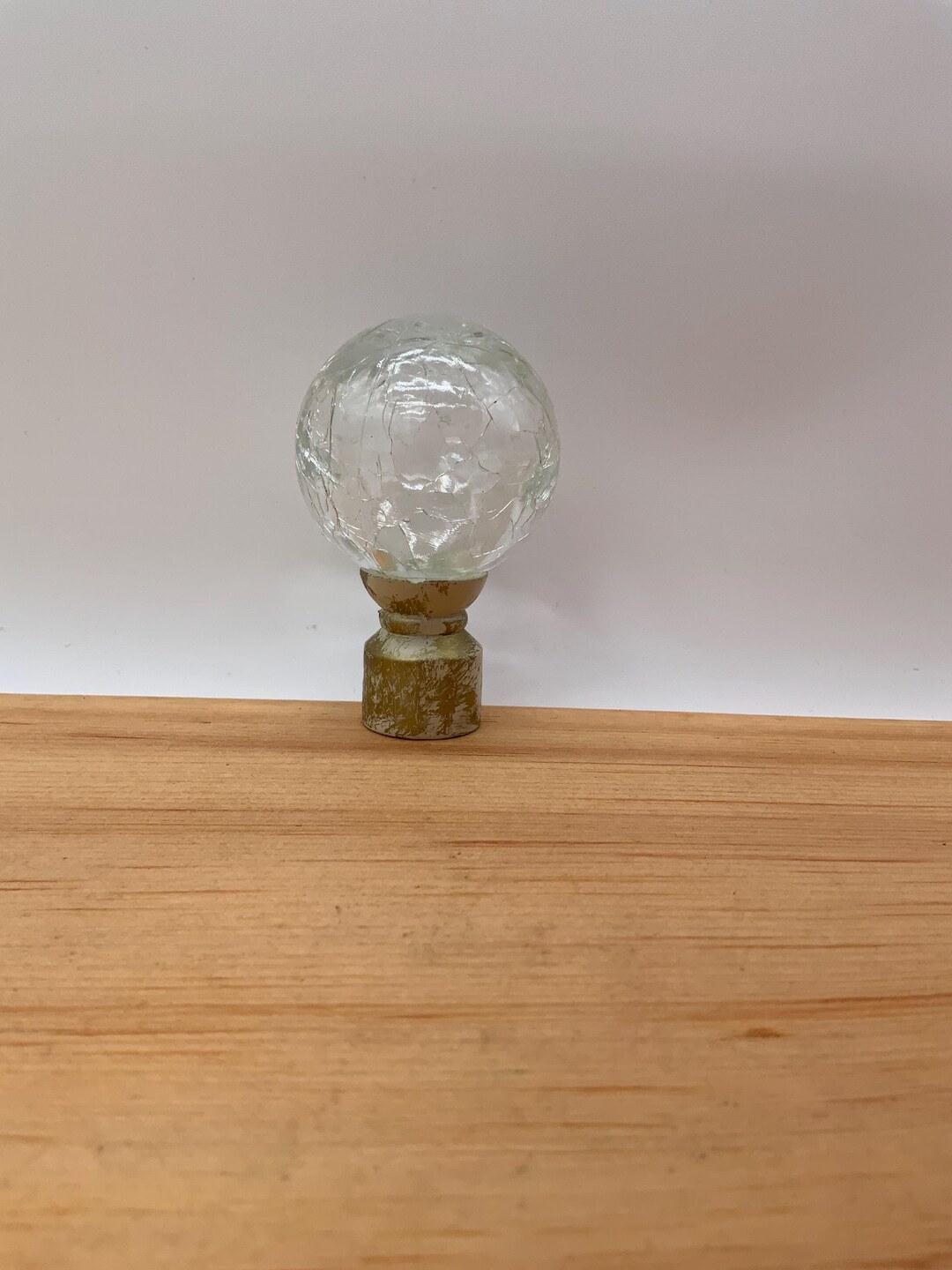 Vintage Glass Ball Curtain Rod End, Crackle Glass - Etsy