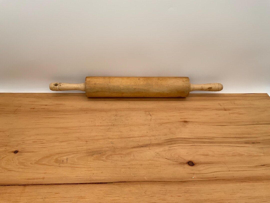 Vintage Wooden Rolling Pin, Light Colored Wood, Free Rolling Handle - Etsy