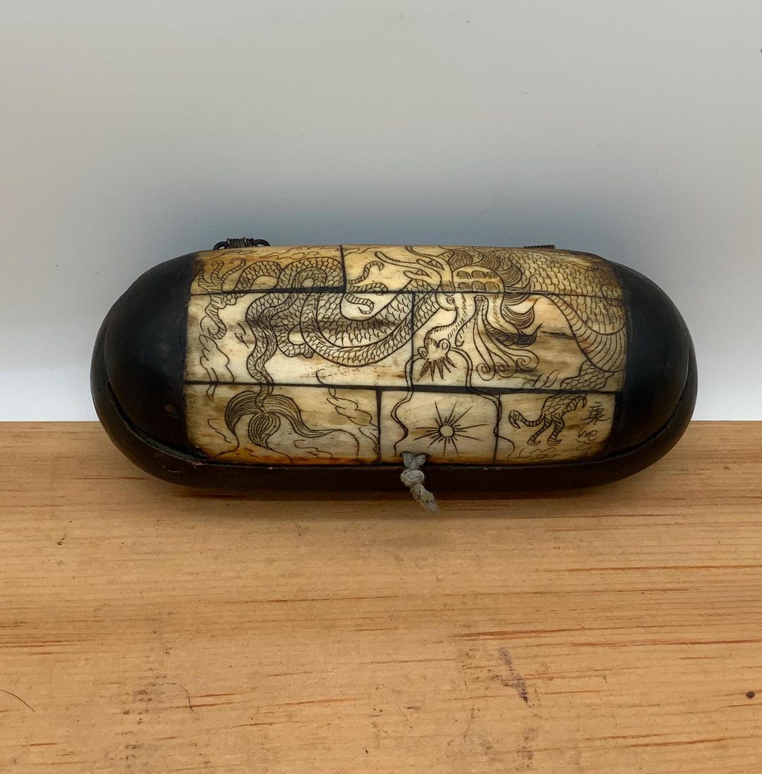 Vintage Antique Oval-chinese Carved, Lidded Pill Shaped Box - Etsy