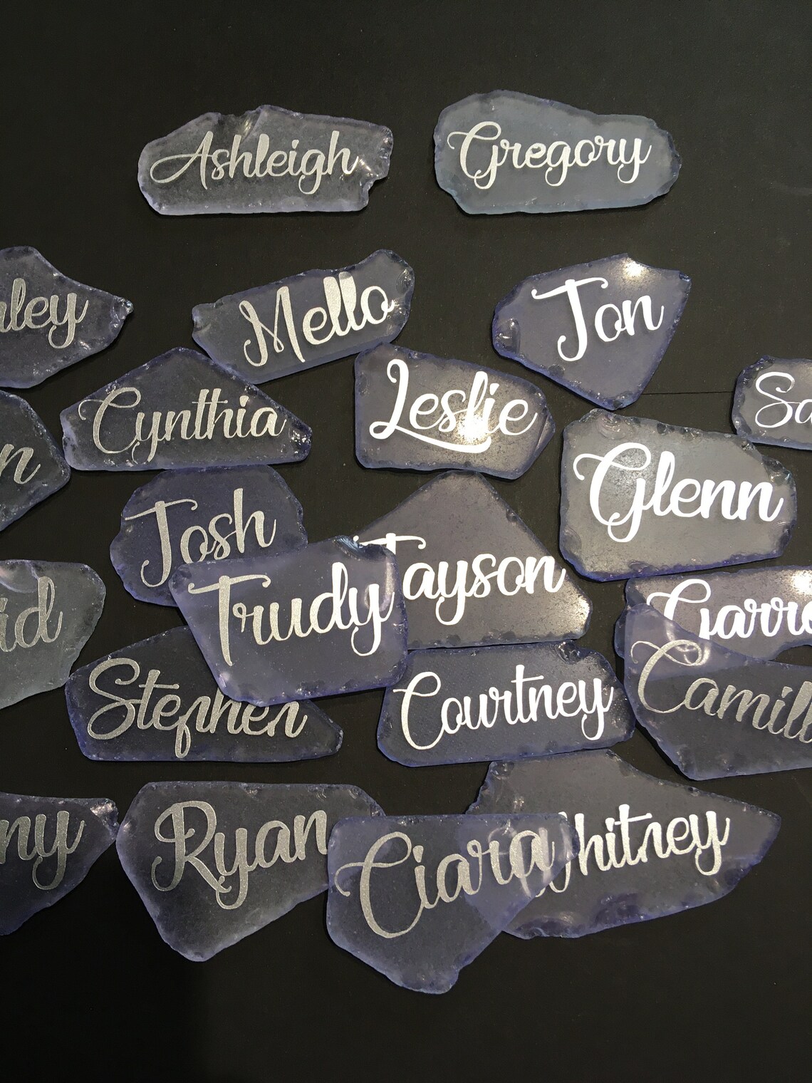 Elegant Tumbled Glass "sea / Beach Glass" Place Cards for Seating ...