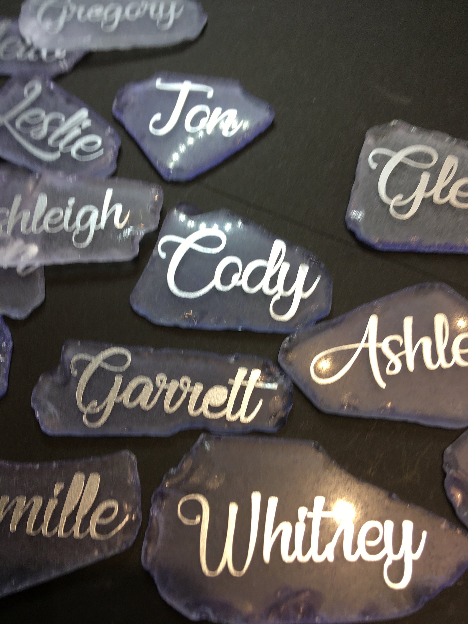 Elegant Tumbled Glass "sea / Beach Glass" Place Cards for Seating ...