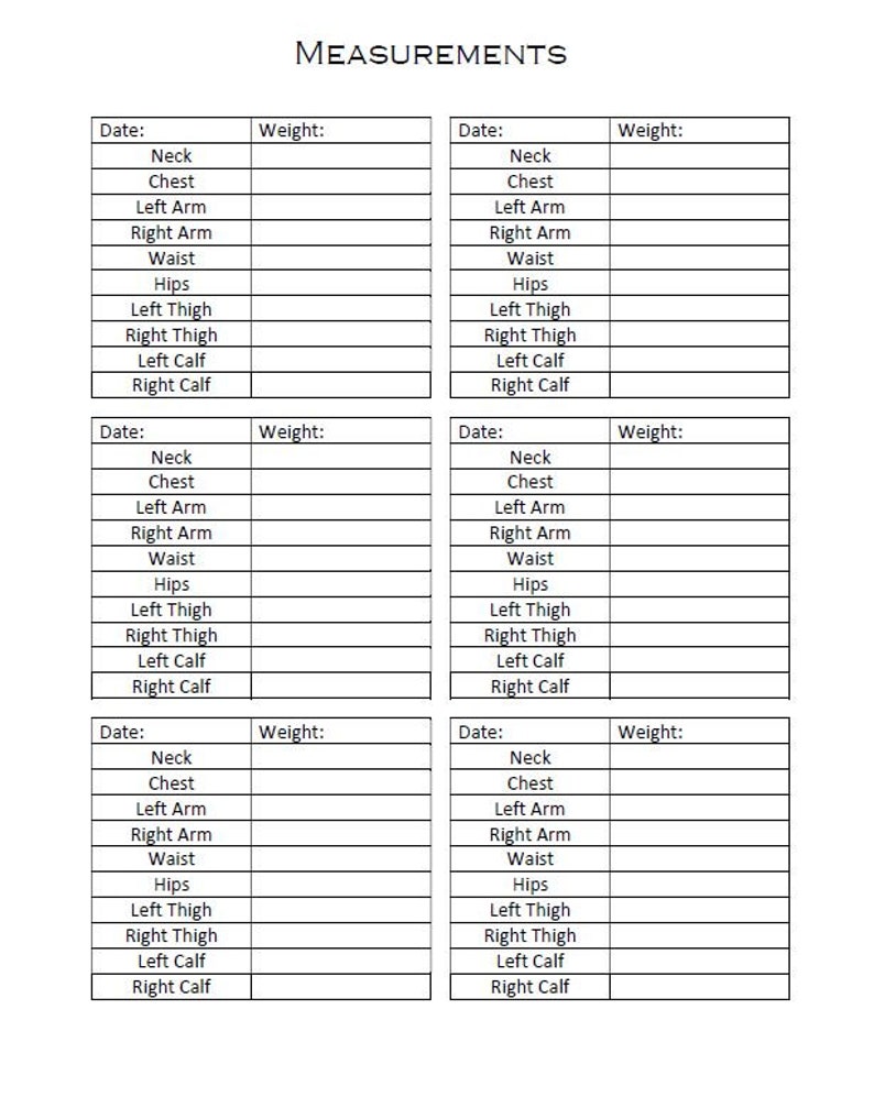 Printable Health Journal Rewards, Tracker, Measurements, Journal ...