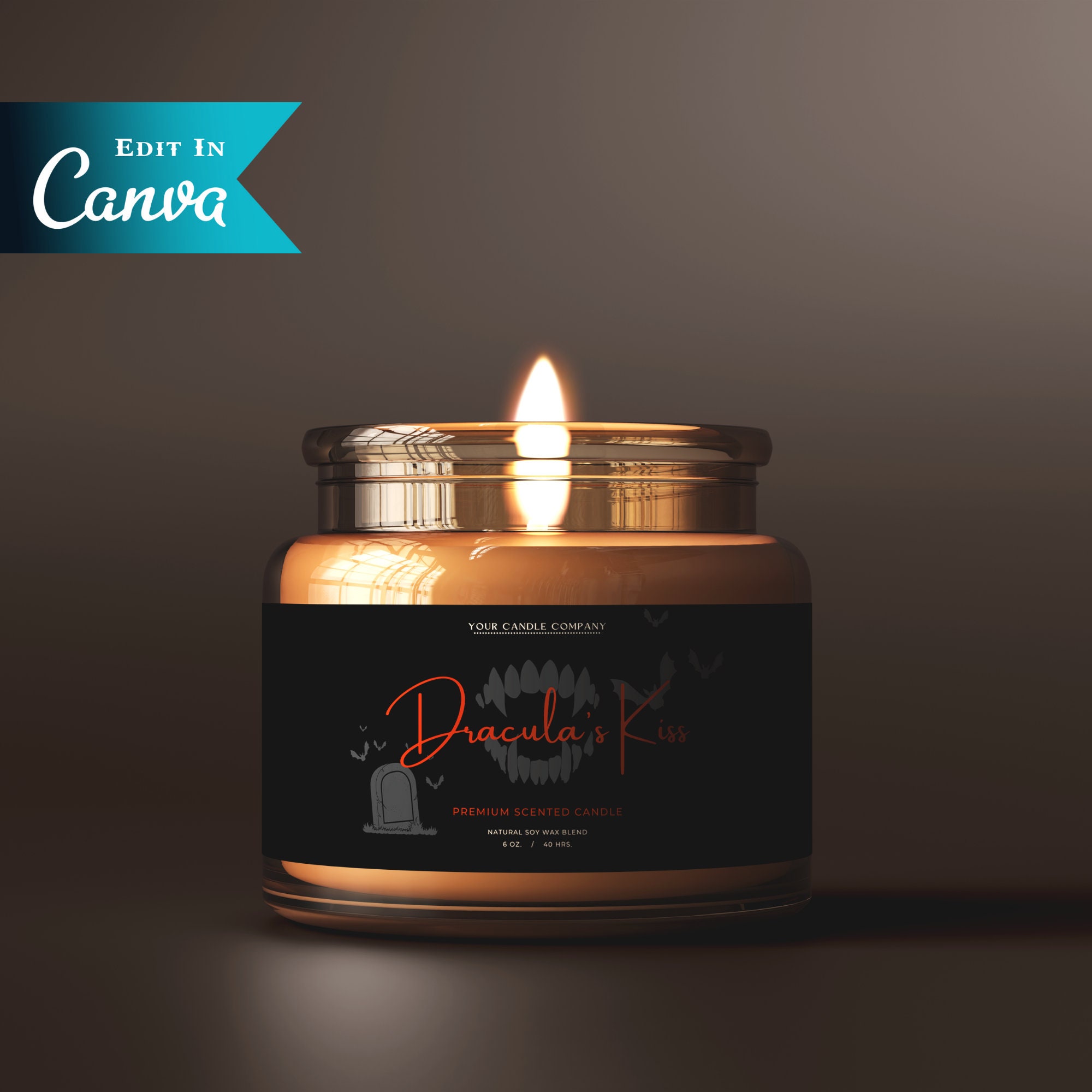 4 SPOOKY Candle Label Templates, Canva Pro, Halloween Templates ...