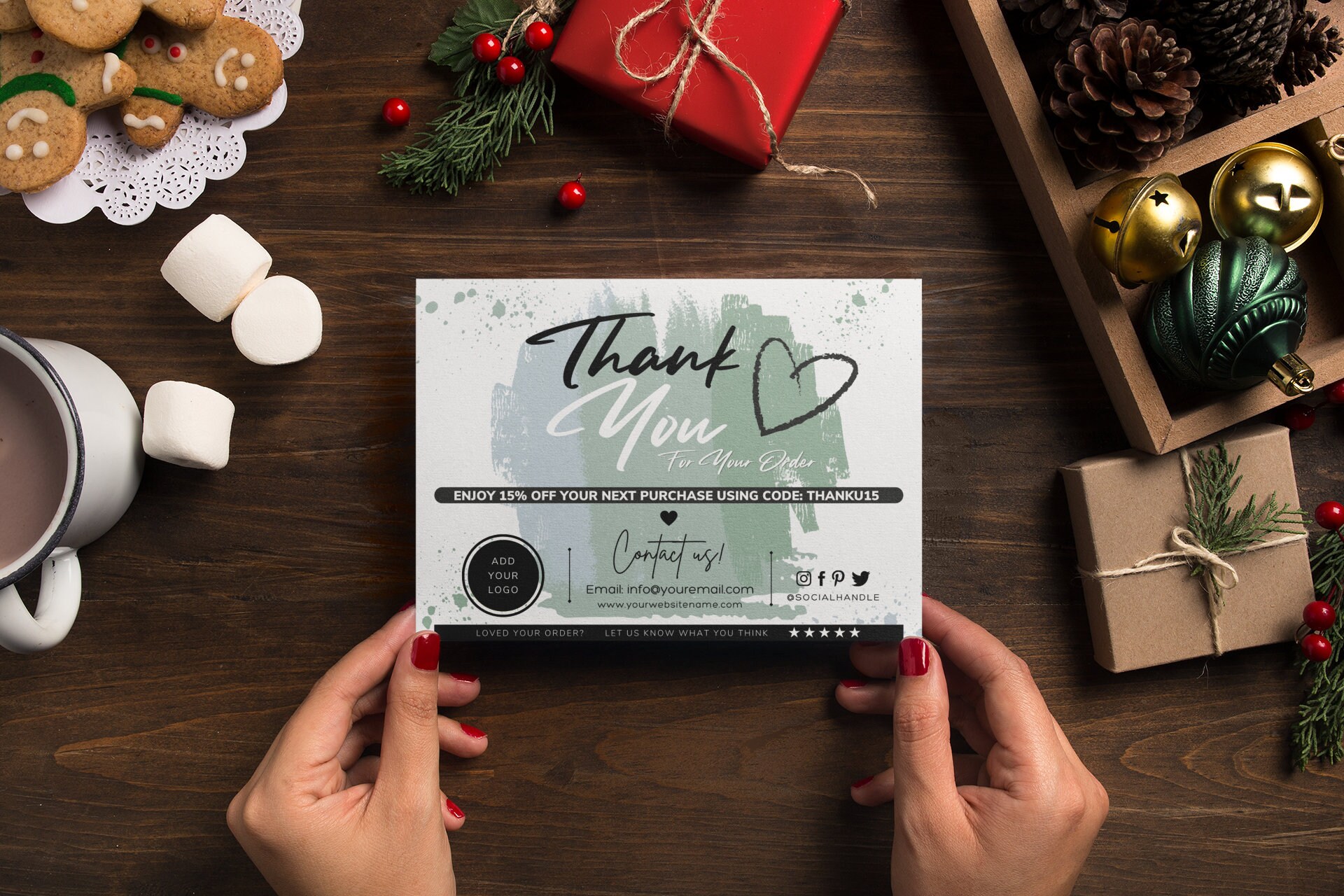 PRINTABLE Thank You Cards Brush Stroke Business Template | 3 Different ...