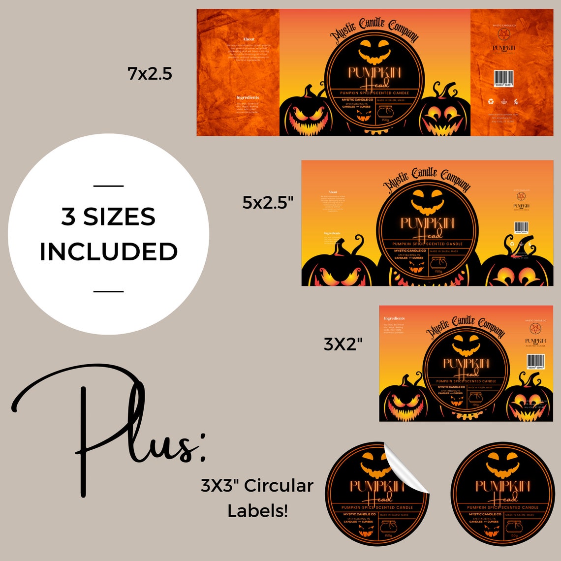 5 SPOOKY Halloween Candle Label Template Bundle Hocus Pocus - Etsy