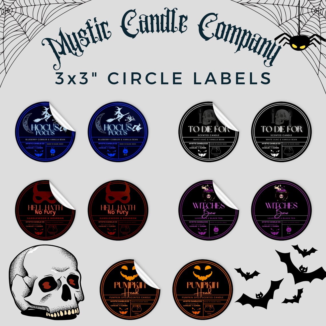 5 SPOOKY Halloween Candle Label Template Bundle Hocus Pocus - Etsy