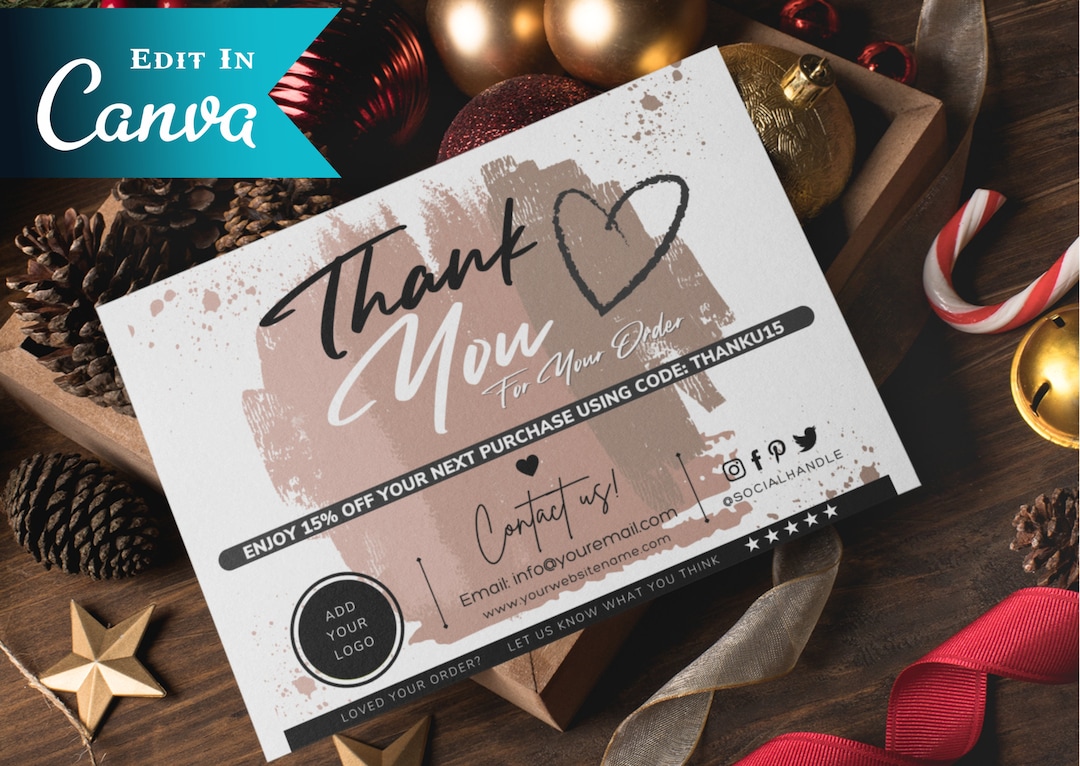 PRINTABLE Thank You Cards Brush Stroke Business Template | 3 Different ...