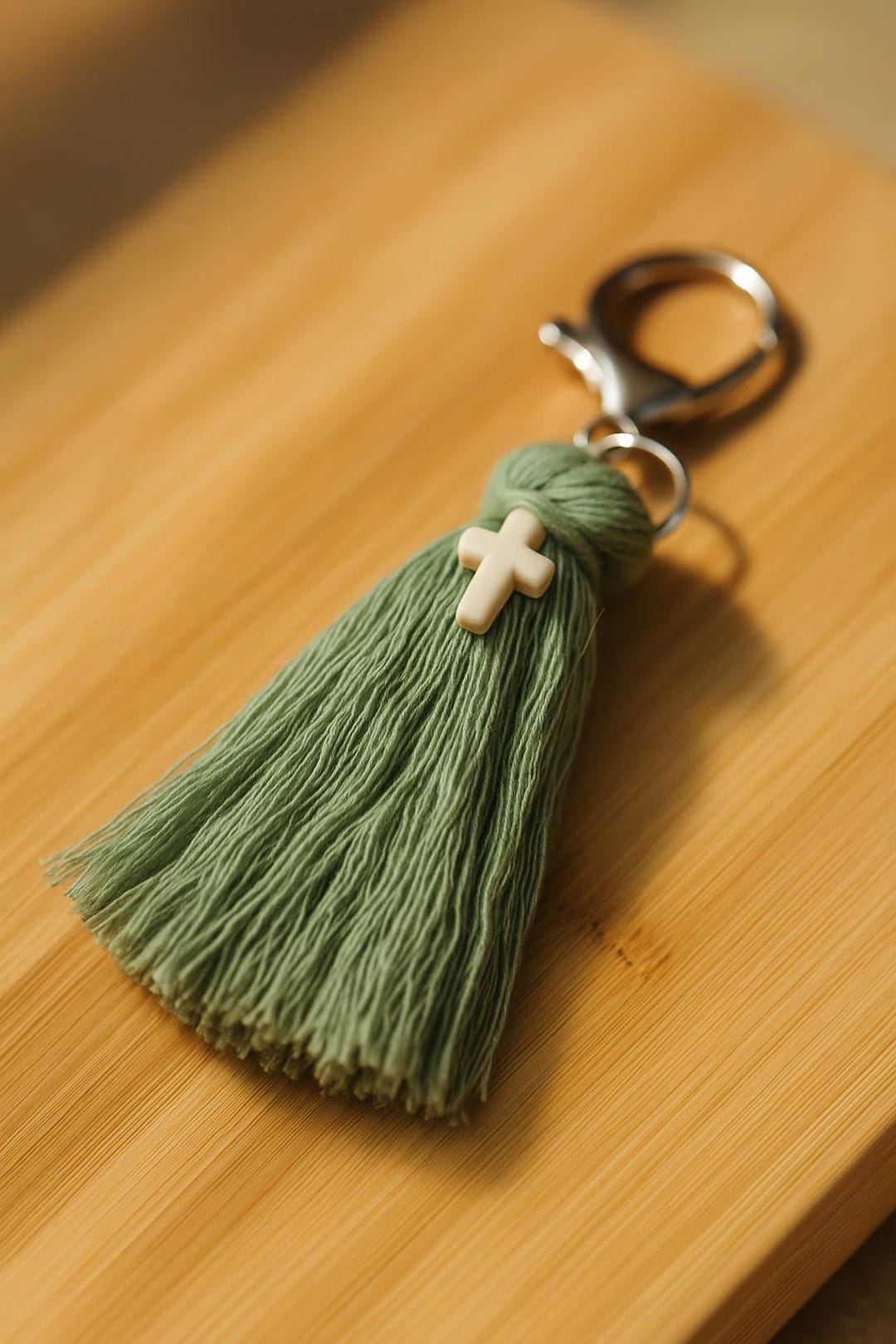 Handmade Macramé Tassel Keychain With Cross Charm - Etsy