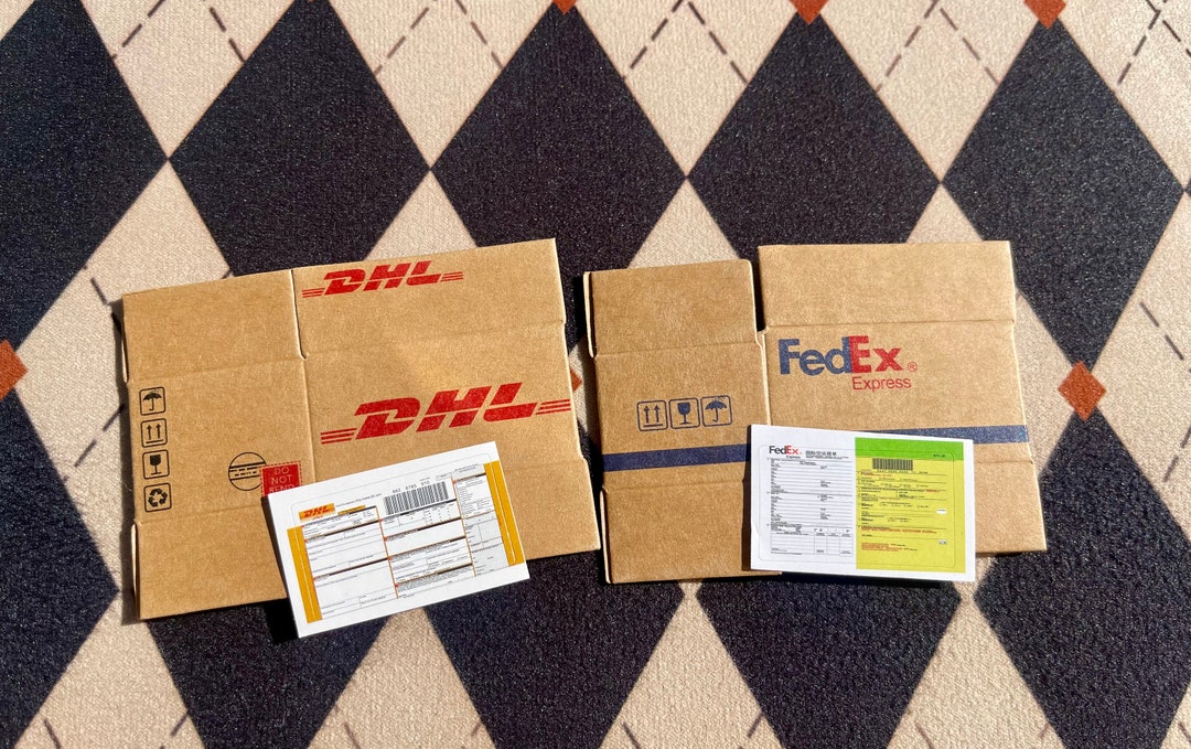 Shipping Box With Label Miniature - Etsy
