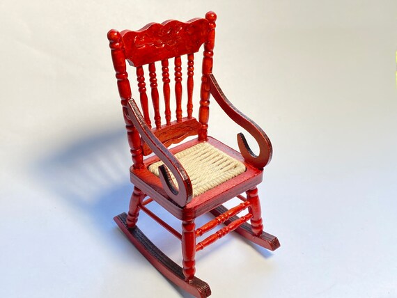 1:12 Red Wood Retro Rocker Chair Miniature for BJD Barbie - Etsy