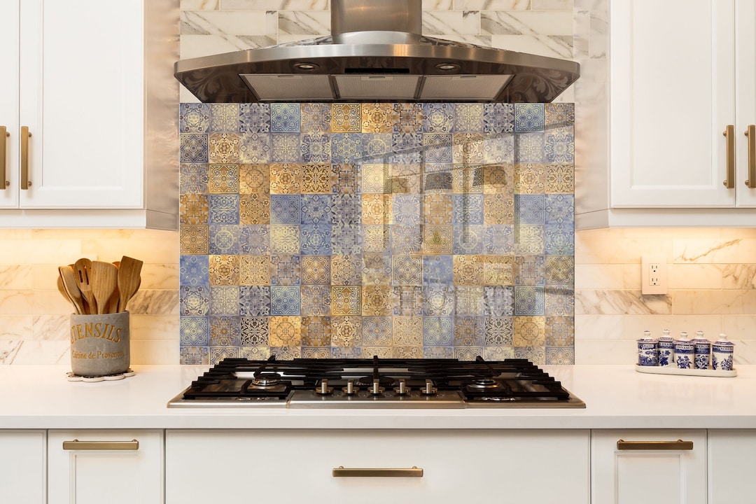 Custom Kitchen Backsplash, Tempered Glass Backsplash Panel, Oven ...