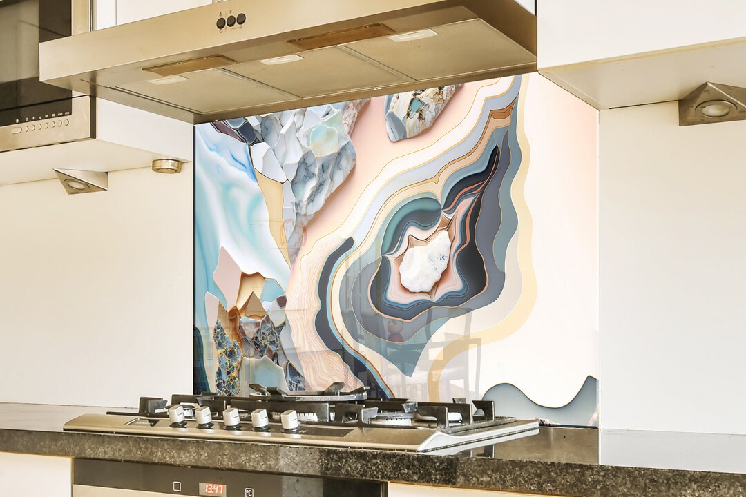 Kitchen Backsplash Tempered Glass Tile Stove Backsplash Cover, Stove ...