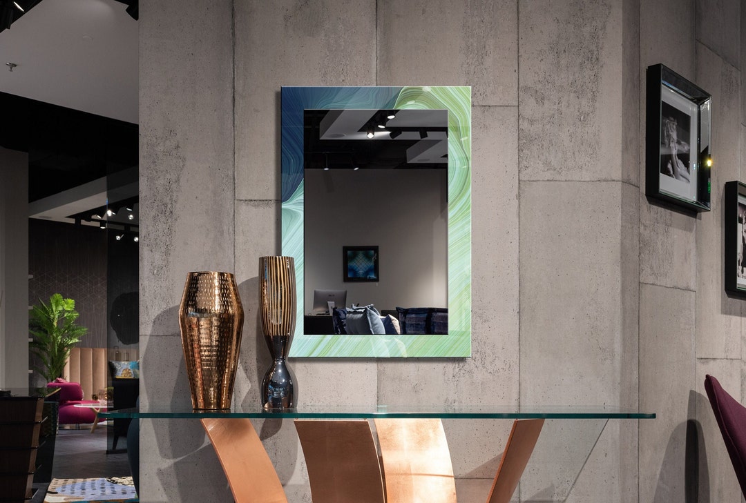 Contemporary Mirror Wall Decor Art for Entryway Greenery Abstract ...