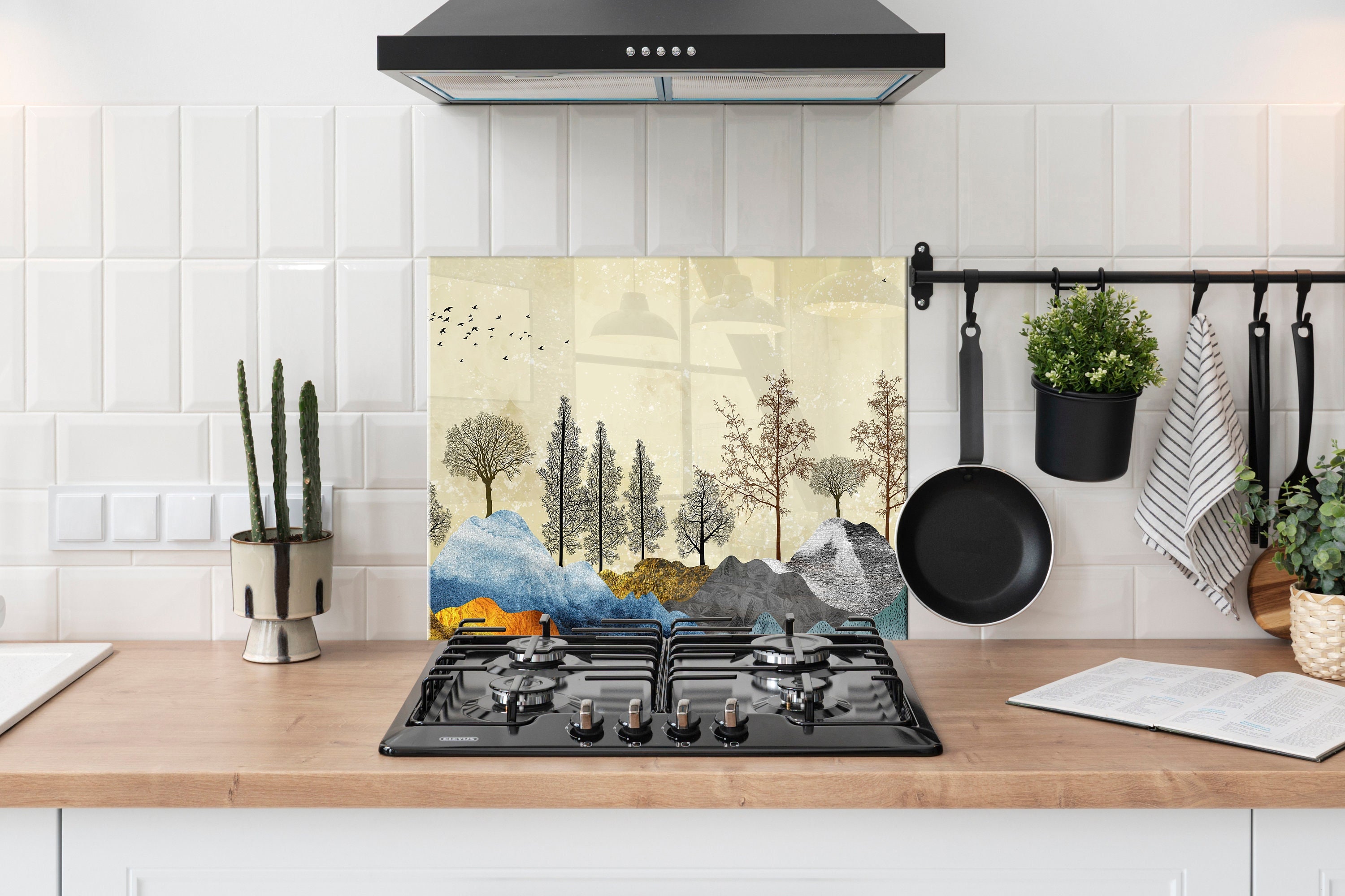 Stove Backsplash, Tempered Glass Backsplash Panel, Oven Backsplash ...