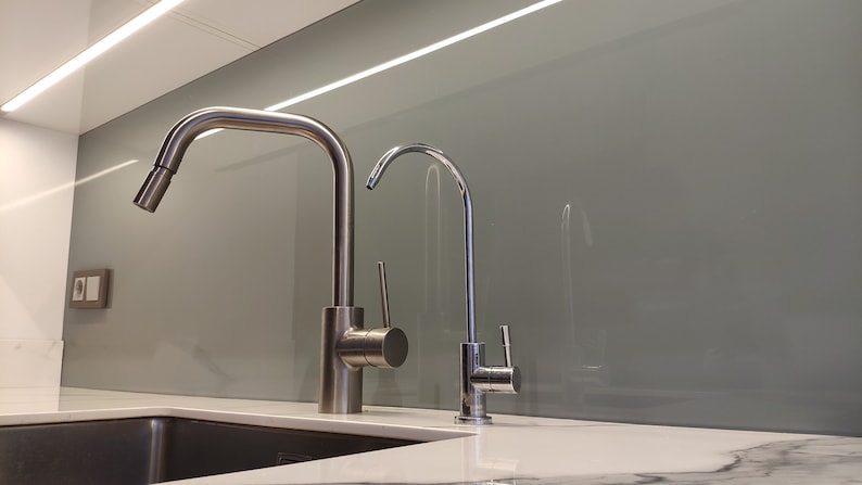 Kitchen Backsplash Grey Color, Tempered Glass Backsplash Grey Panel ...