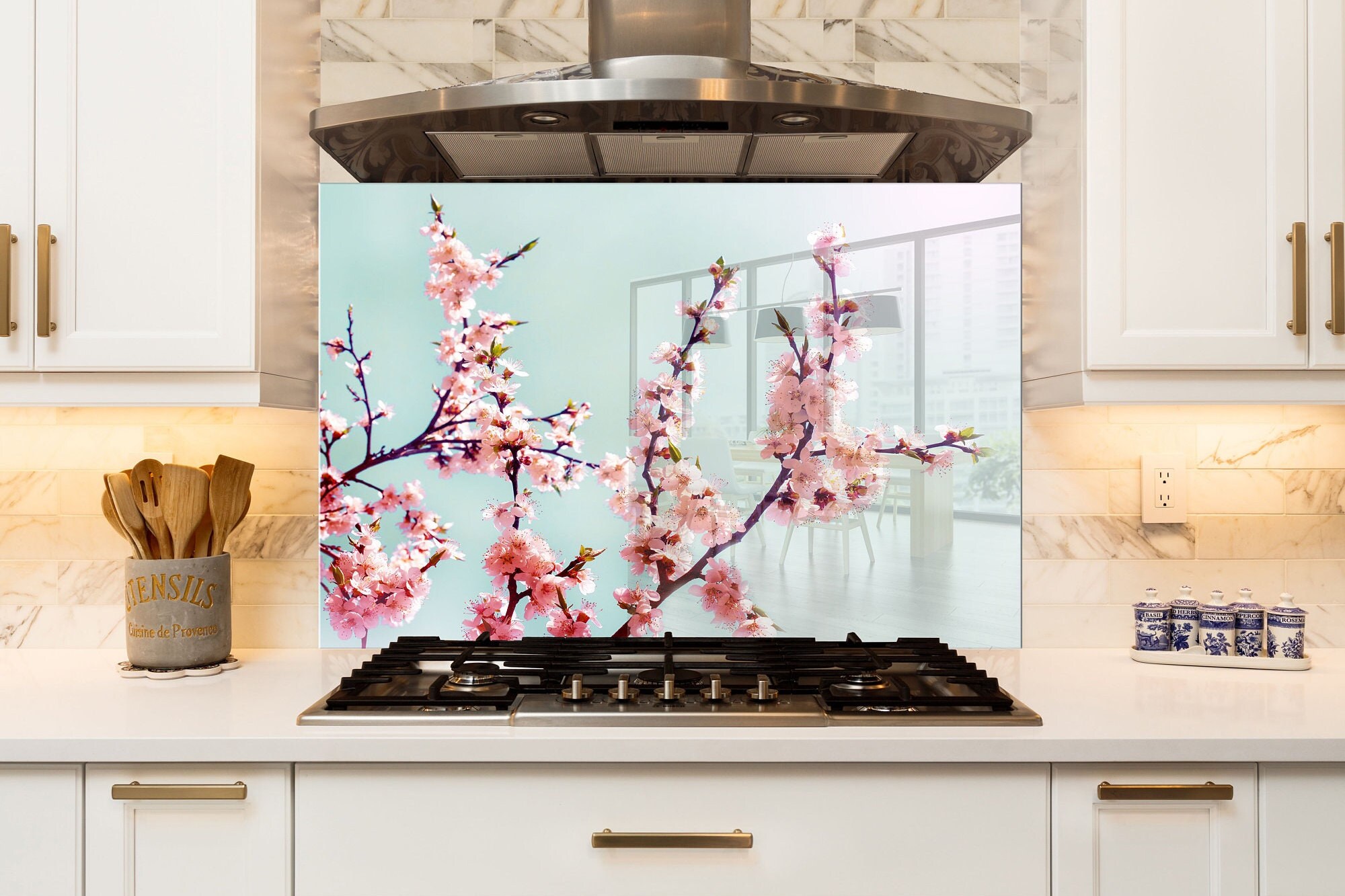 Custom Kitchen Backsplash Floral Blooming Accent Tempered - Etsy