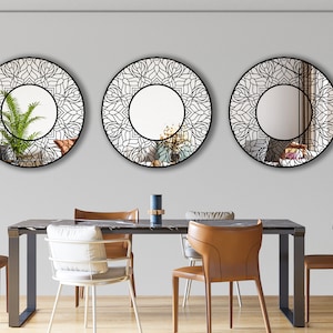 Statement Mirrors for Living Room, Set of Three Mirrors Wall Decor ...