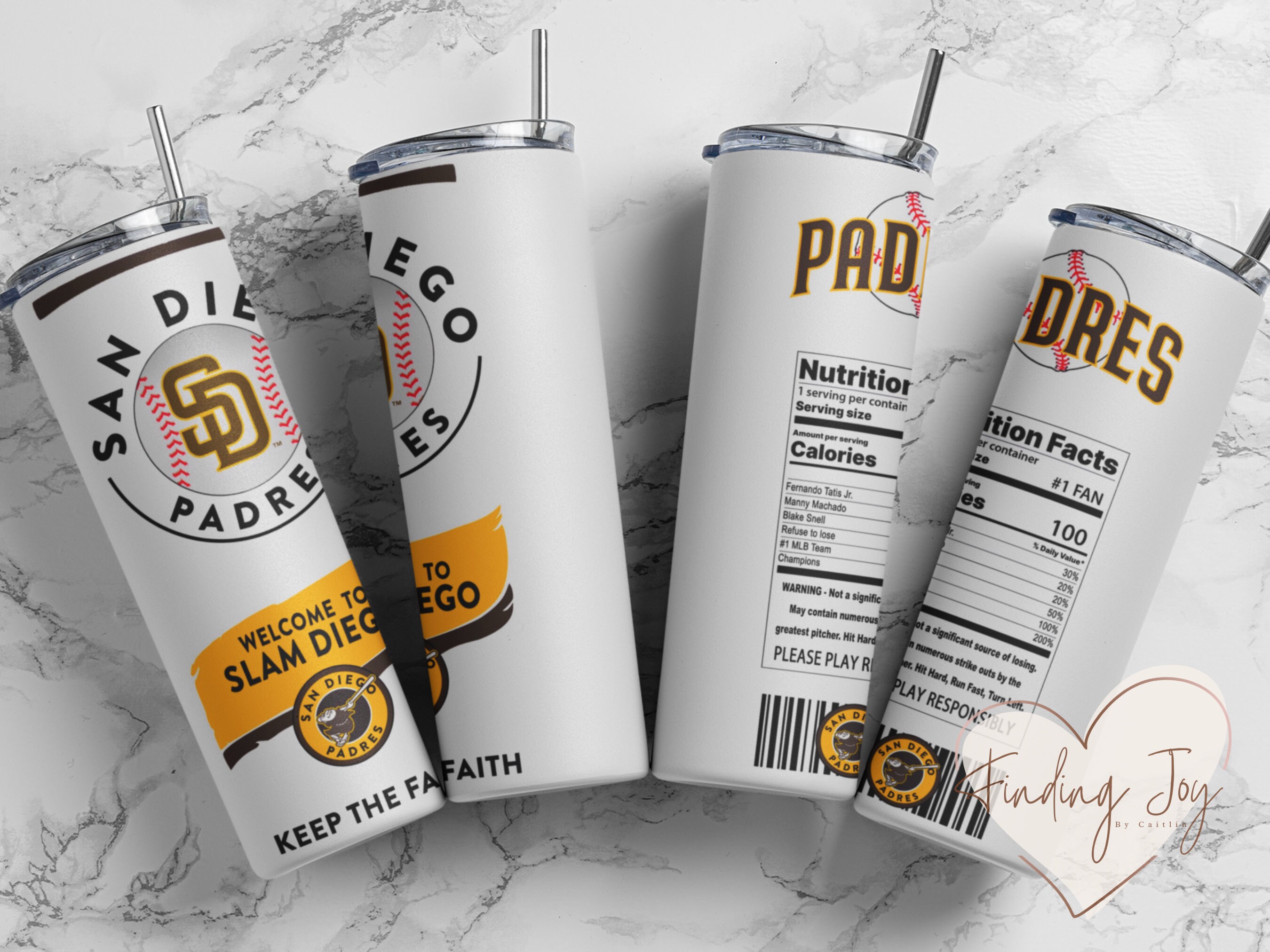 San Diego Padres MLB Baseball, 20 Ounce Stainless Steel Tumbler Cup ...