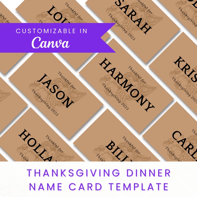 Editable Thanksgiving Name Cards Table Placement Cards - Etsy