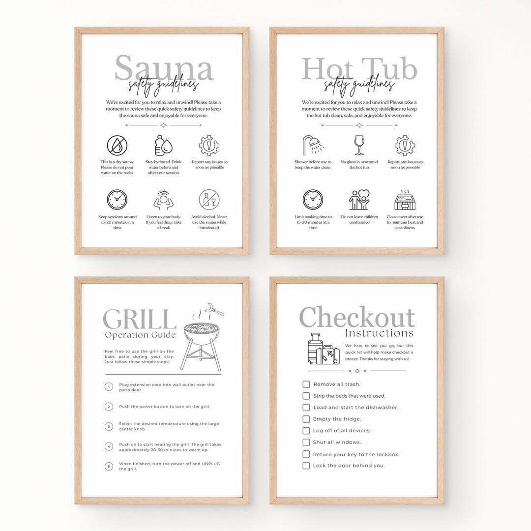 Airbnb Host Sign Bundle | 4 Printable Canva Templates | Hot Tub, Sauna ...