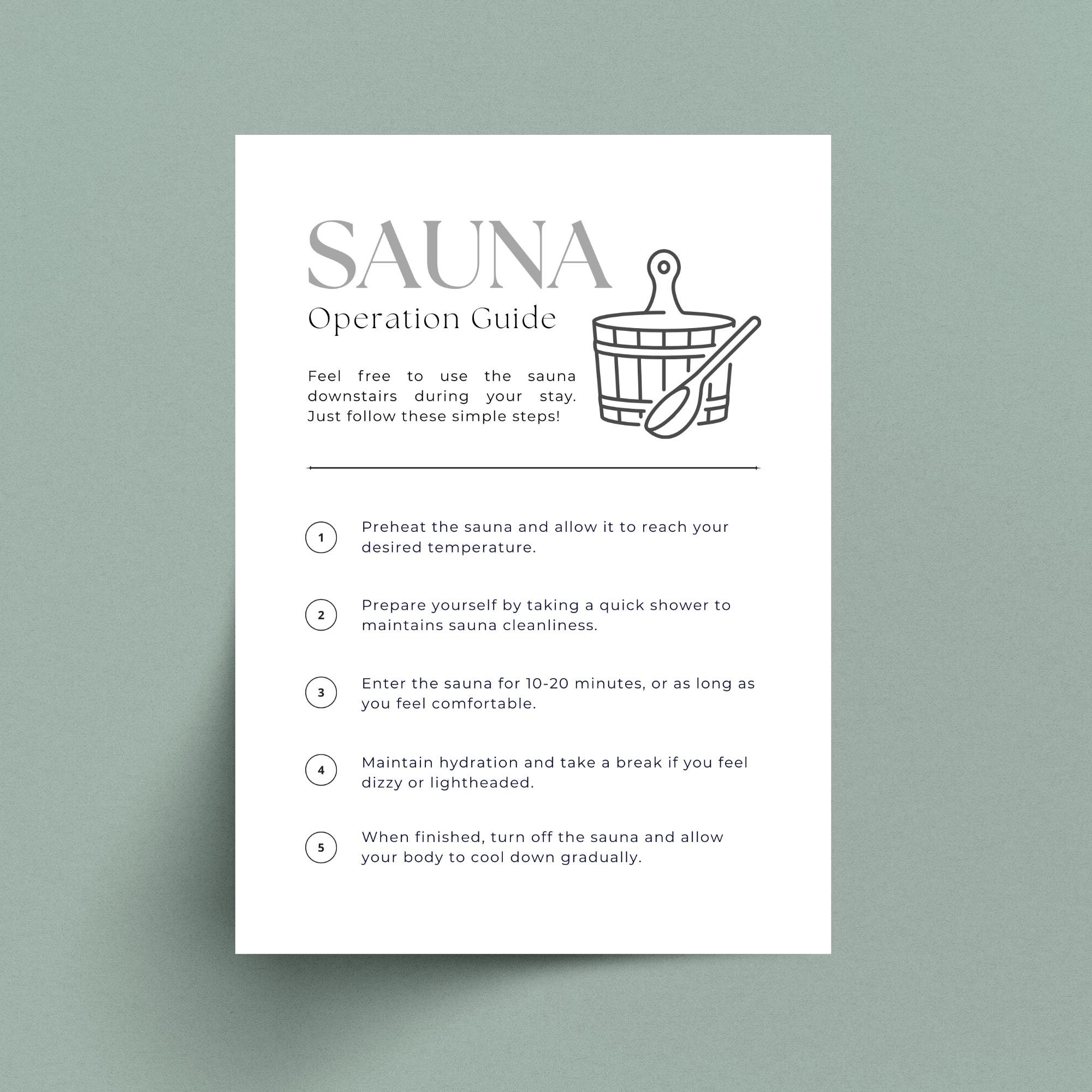 Sauna Operation Guide Template – Editable Canva Template – Airbnb ...