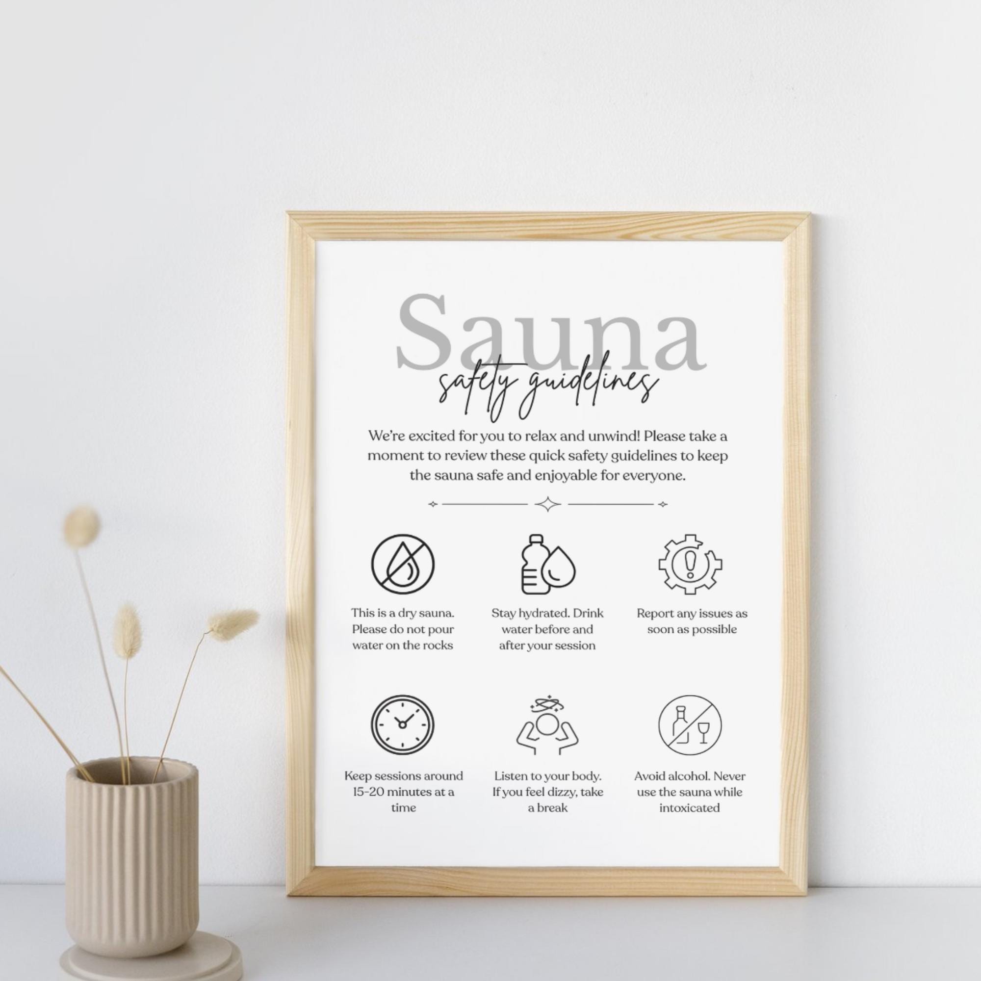 Sauna Safety Sign Printable: Vacation Rental Guidelines (PDF & Canva ...