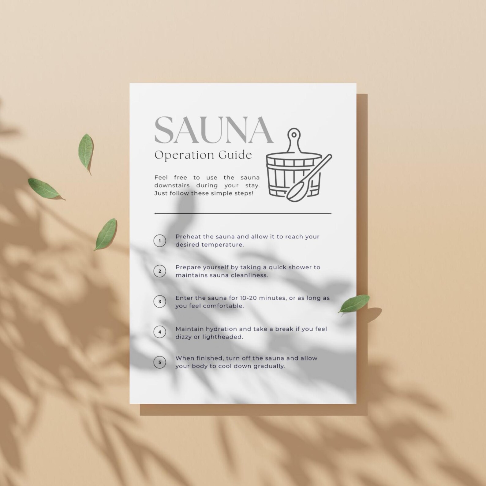Sauna Operation Guide Template – Editable Canva Template – Airbnb ...
