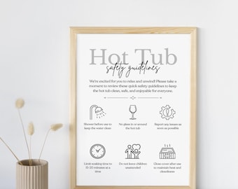 Hot Tub Rules Sign - Printable and Editable Sign for Airbnb, VRBO ...