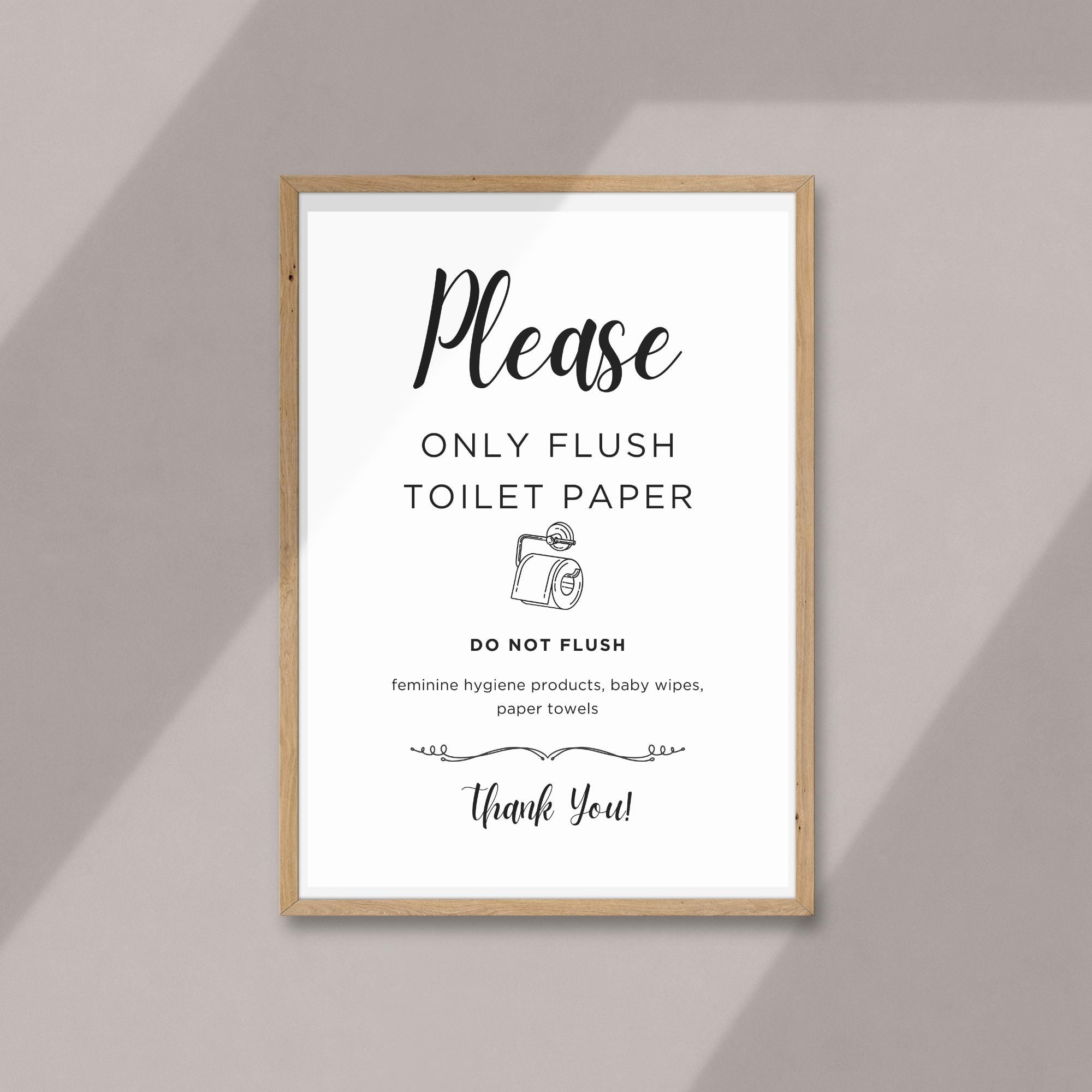 Flush Toilet Paper Only Sign: Airbnb Bathroom Decor (8.5x11 PDF ...