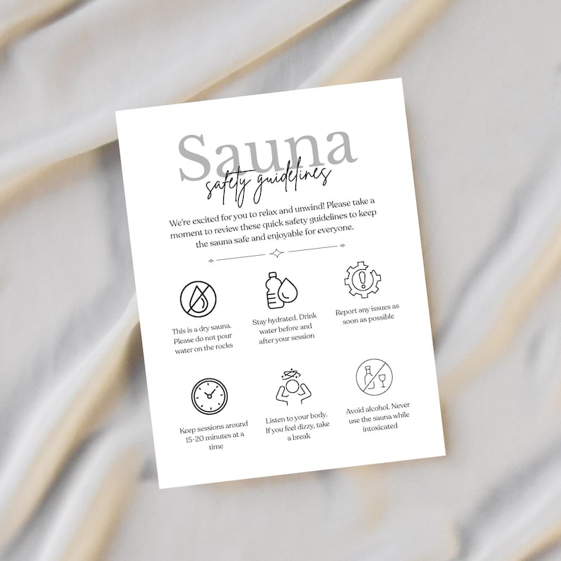 Sauna Safety Sign Printable: Vacation Rental Guidelines (PDF & Canva ...
