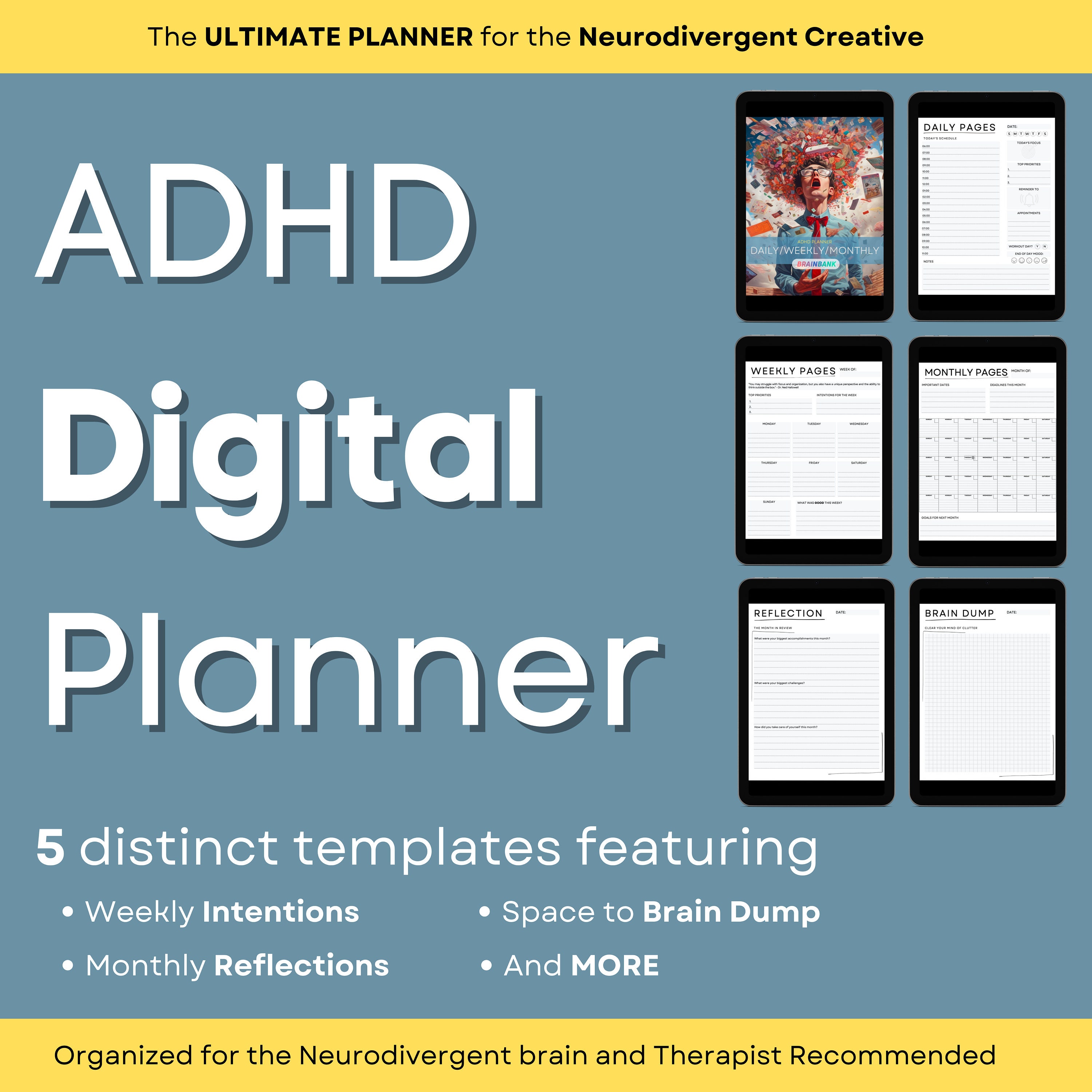 ADHD Digital Planner, Stay Focused and Organized, Sleek, Minimalist ...