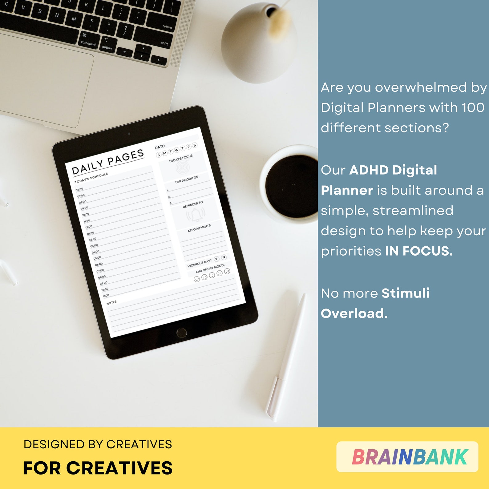 ADHD Digital Planner, Stay Focused and Organized, Sleek, Minimalist ...