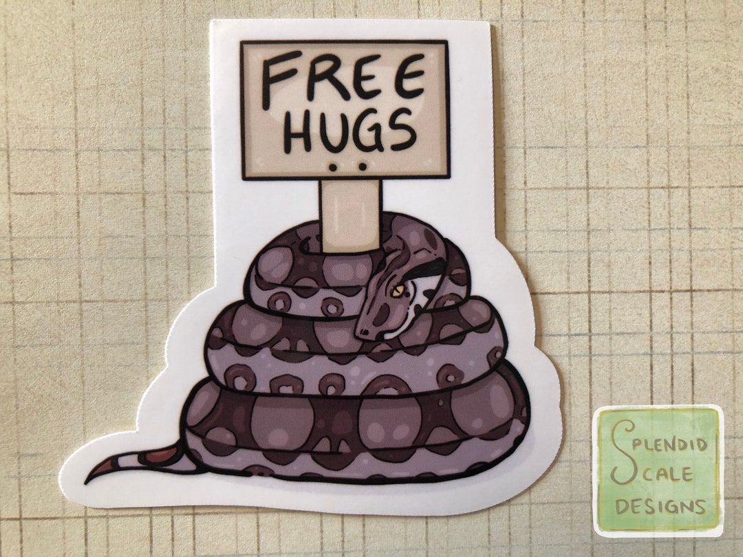 Free Hugs Boa Constrictor Funny Red Tailed Snake Reptile Vinyl Sticker ...
