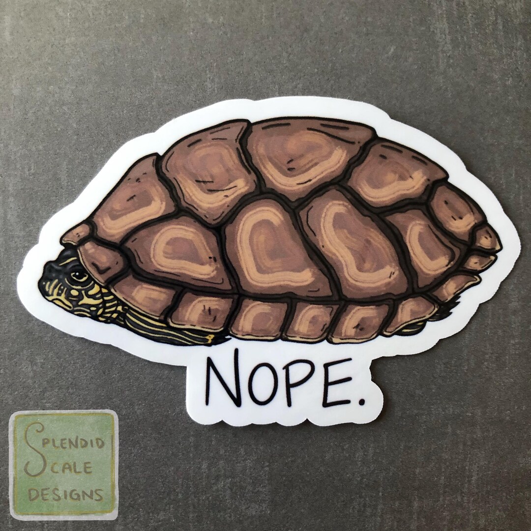 Nope Map Turtle Hiding in Shell Funny Hermit Reptile Vinyl Sticker - Etsy