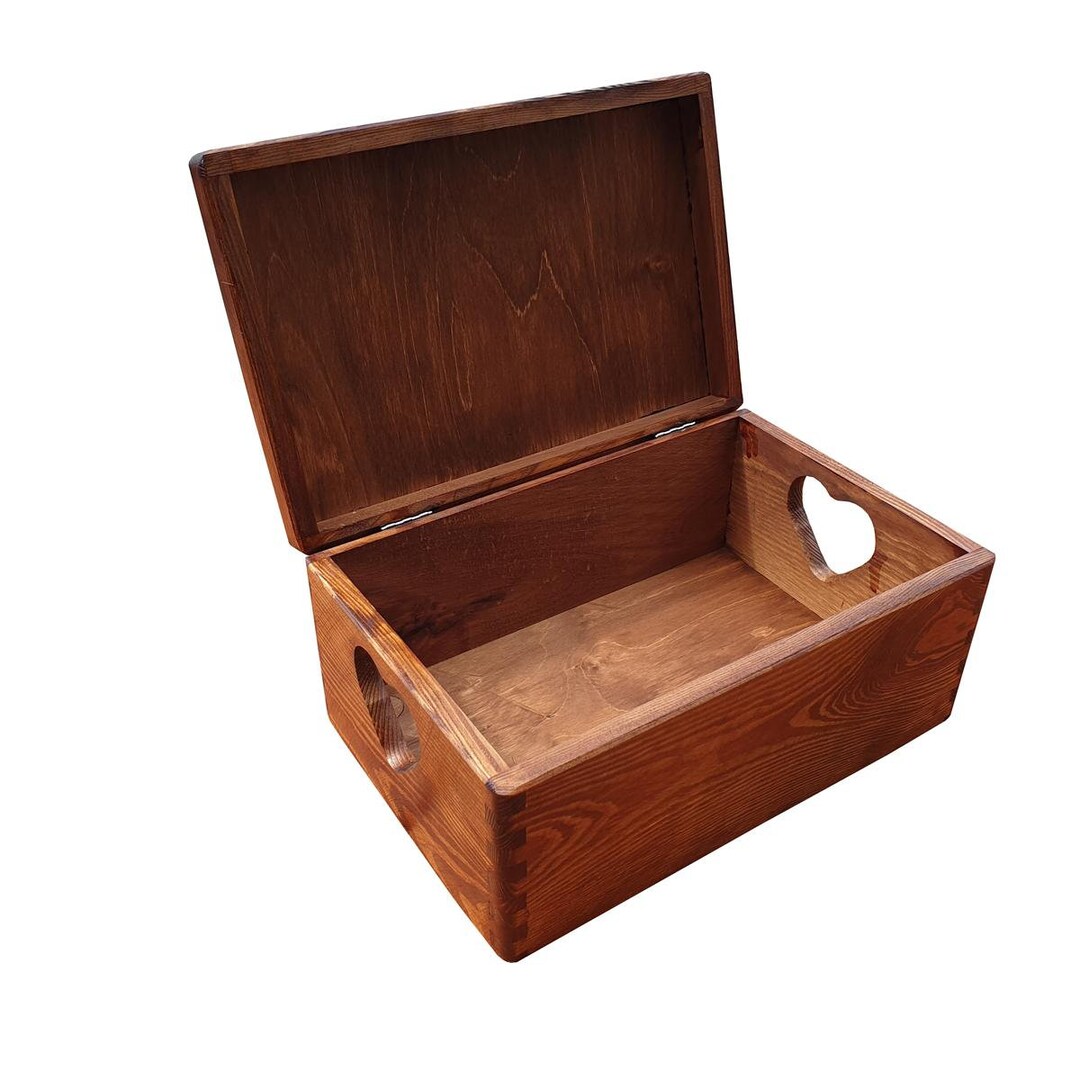 Wooden Box/chest With a Hearts as a Handles. Wooden Jewelery Box, Hand ...