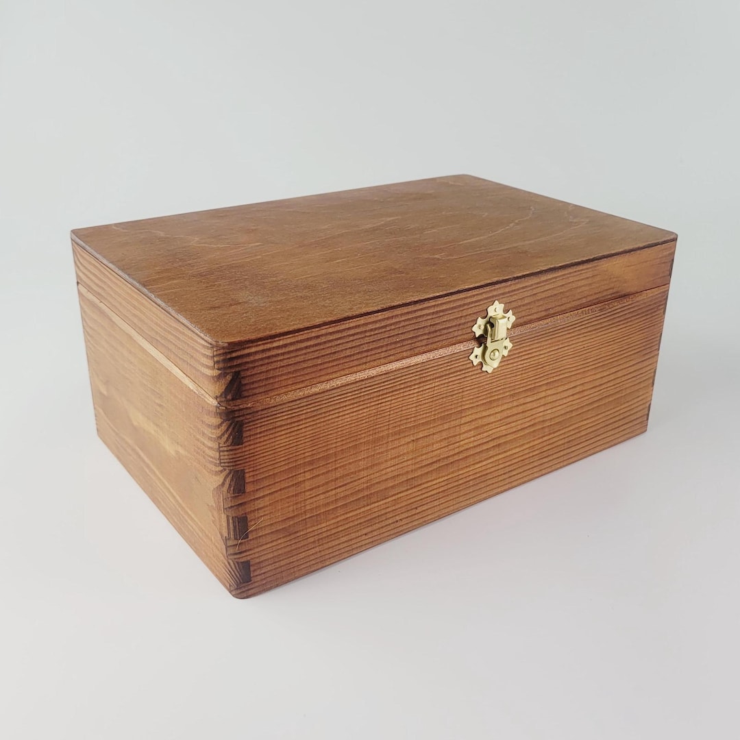 Wooden Box Without Handles. Wooden Jewelery Box Closed With a Latch ...