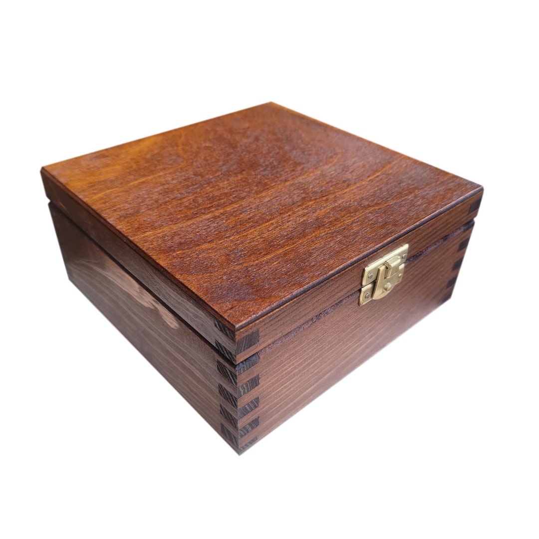 Wooden Square Jewelery Box Closed With a Latch, Hand Painted Wooden Box ...