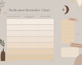 Medication Reminder Chart - Etsy